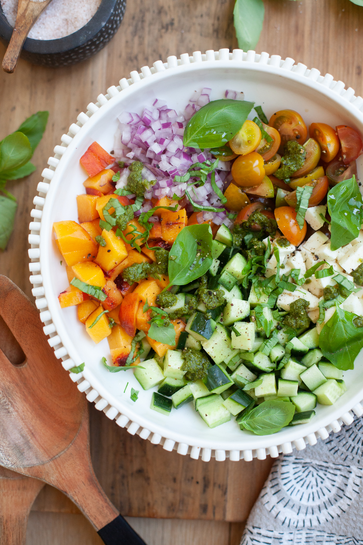 Chopped Peach Caprese Salad - Lillie Eats and Tells