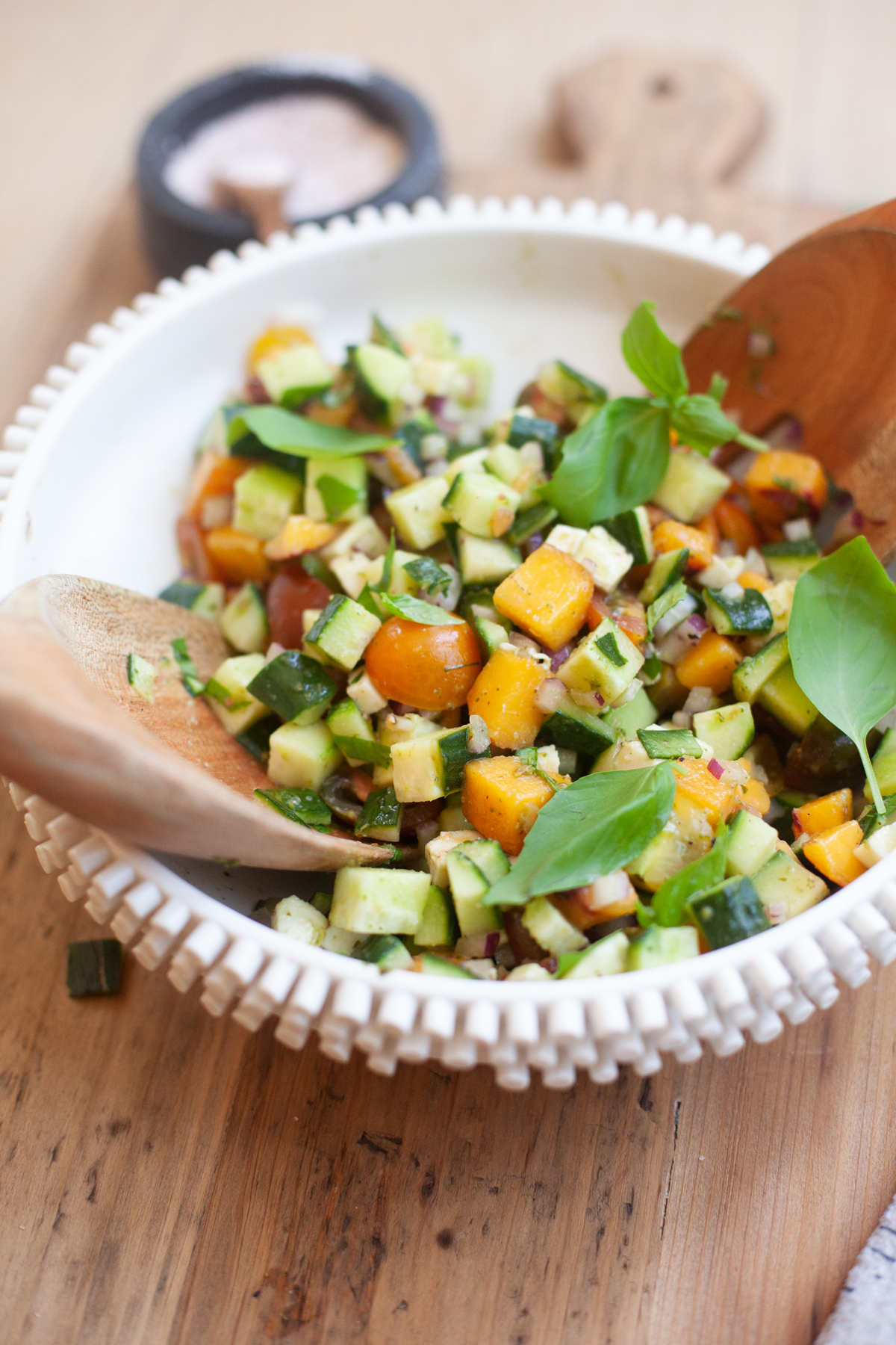 Chopped Peach Caprese Salad - Lillie Eats and Tells