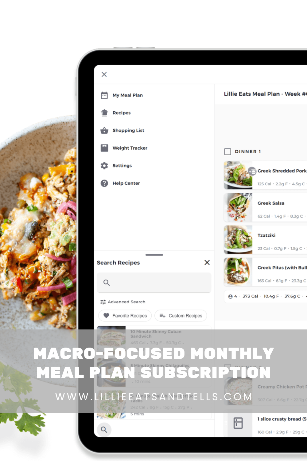 Macro-focused Monthly Meal Plan Subscription - Lillie Eats and Tells