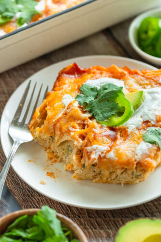 Skinny Creamy Chicken Enchiladas - Lillie Eats and Tells