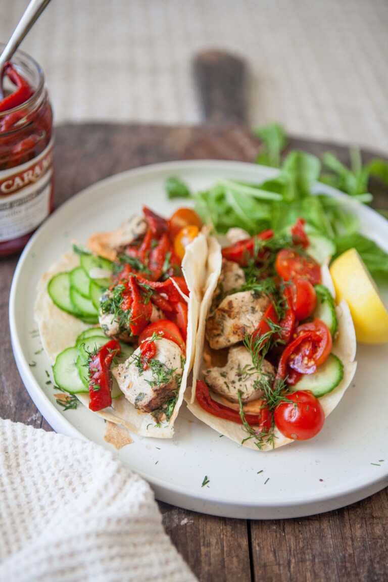 Harissa Feta Chicken Wraps - Lillie Eats and Tells